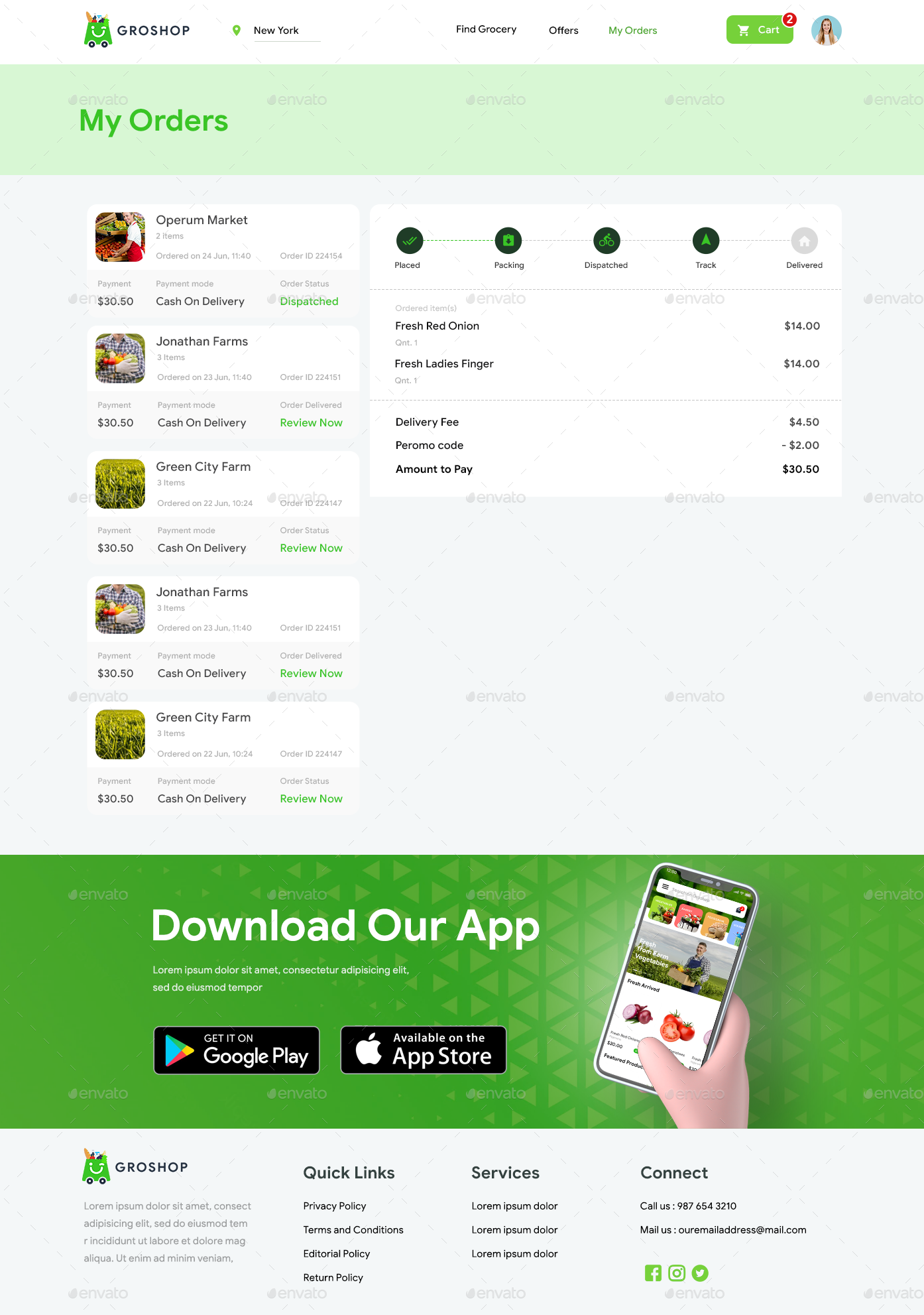 Grocery Web UI | Online Grocery Order & Delivery UI | Supermarket | Groshop, Web Elements